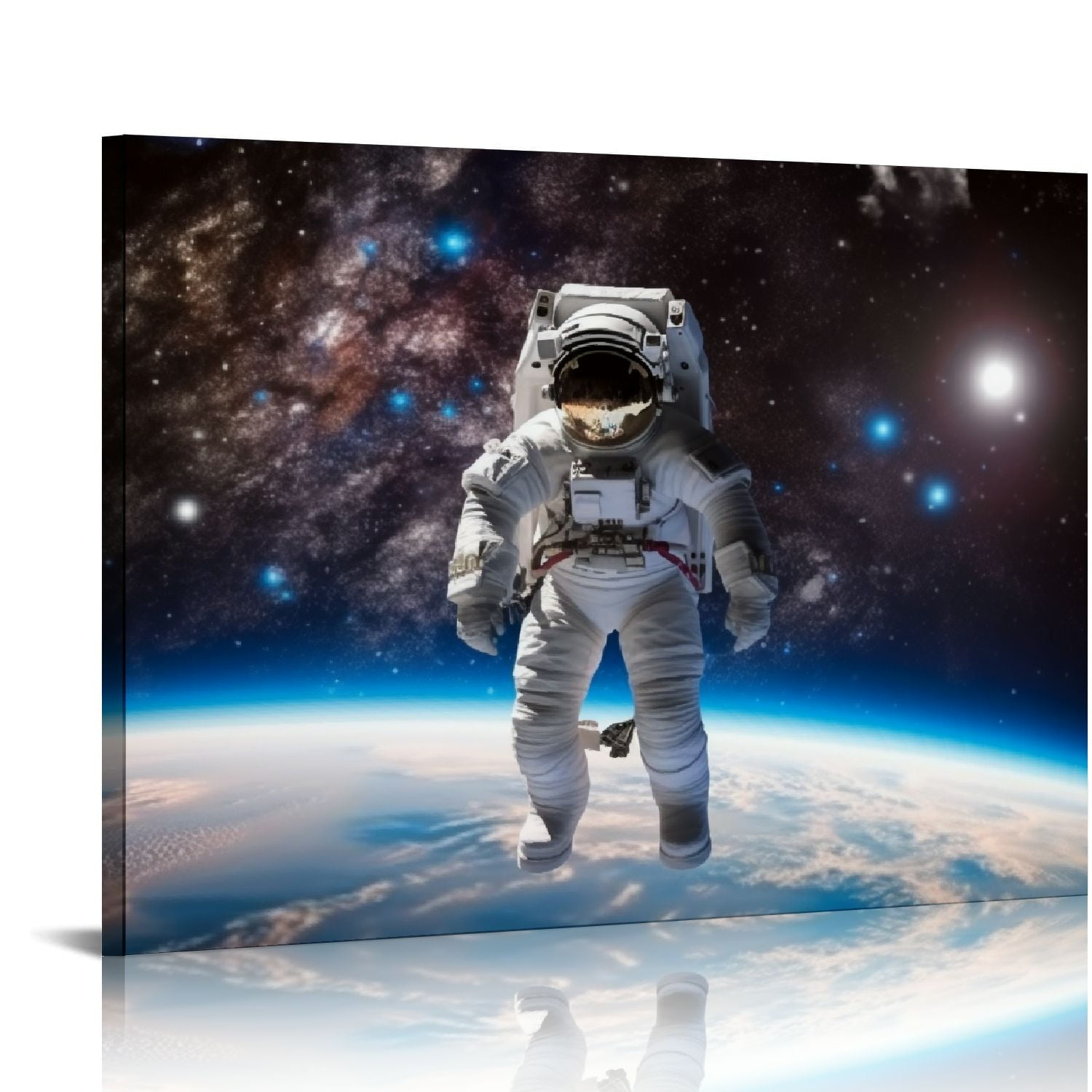 QZHH Outer Space Astronaut Wall Posters - Spaceman Flying on the Earth ...