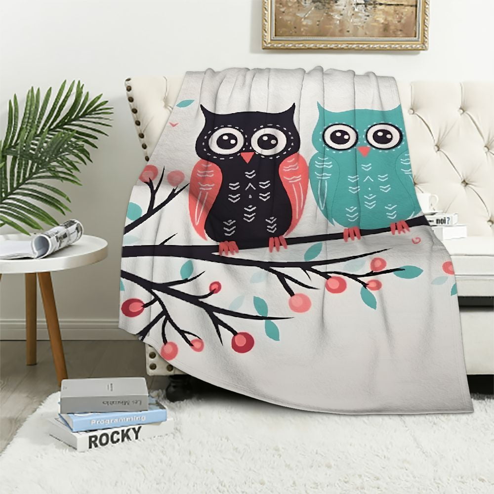 COMIO Owl Animal Cute Owls On Branch Tree Love Heart Abstract Art ...