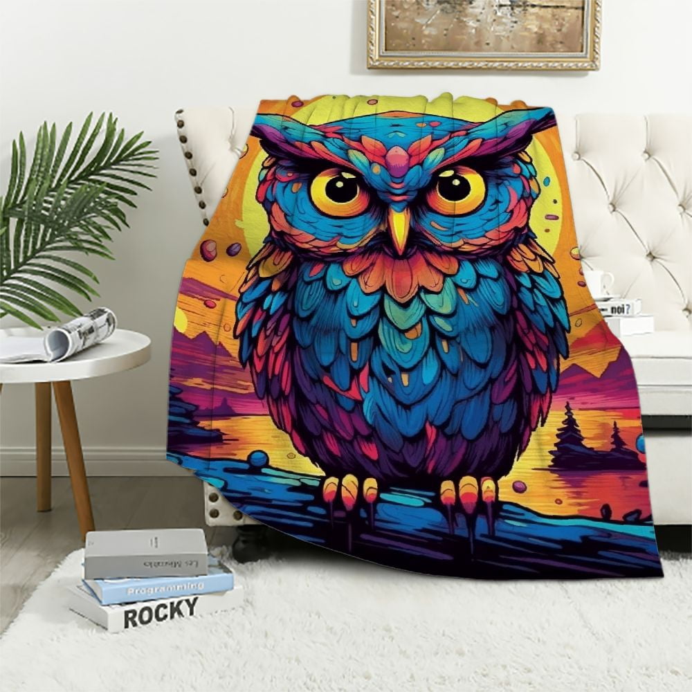 COMIO Owl Blanket, Cute Owl Kawaii Animal Throw Blanket, Funny Owl ...