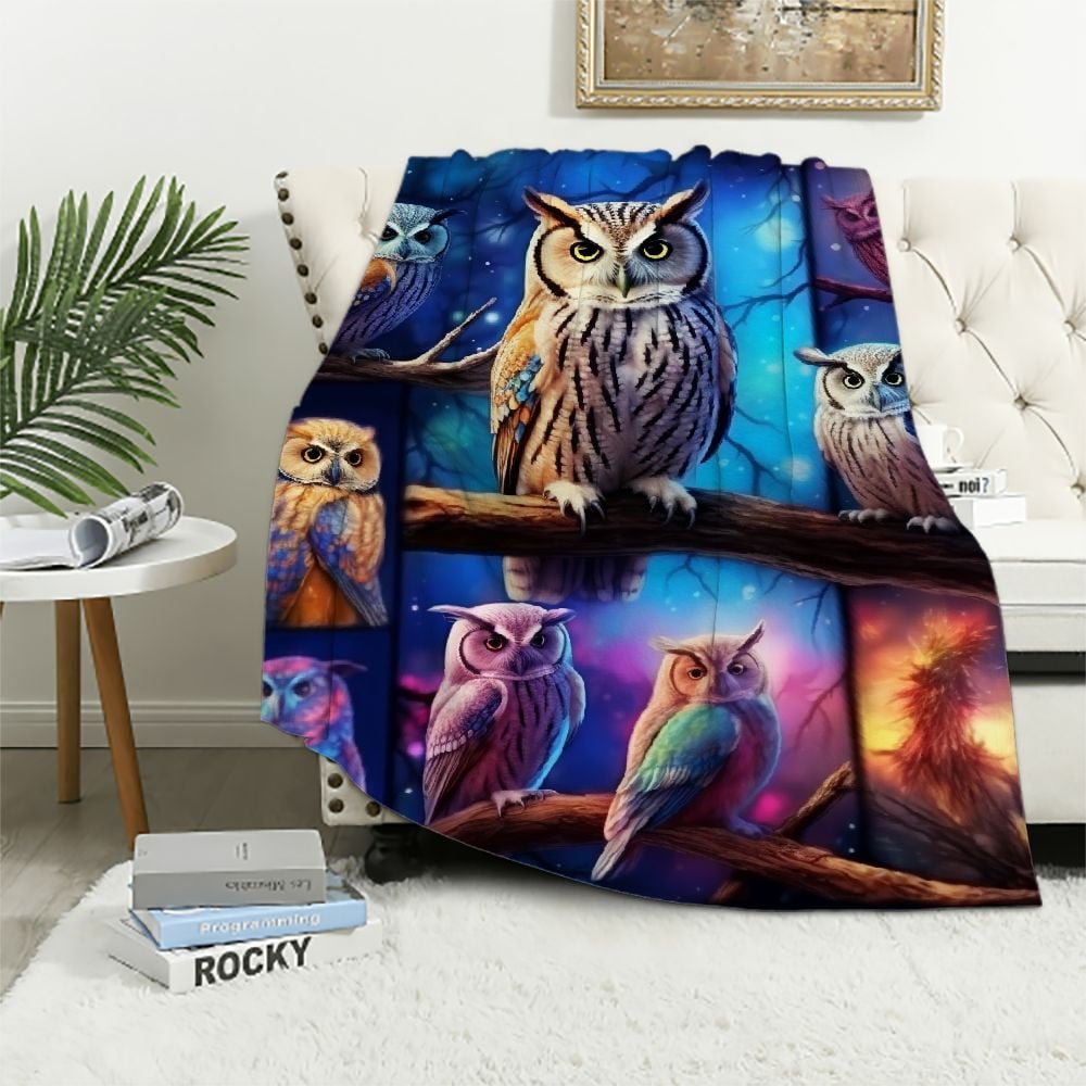 COMIO Owl Blanket, Owl Gifts for Women, Owl Gifts for Owl Lovers, Owl ...