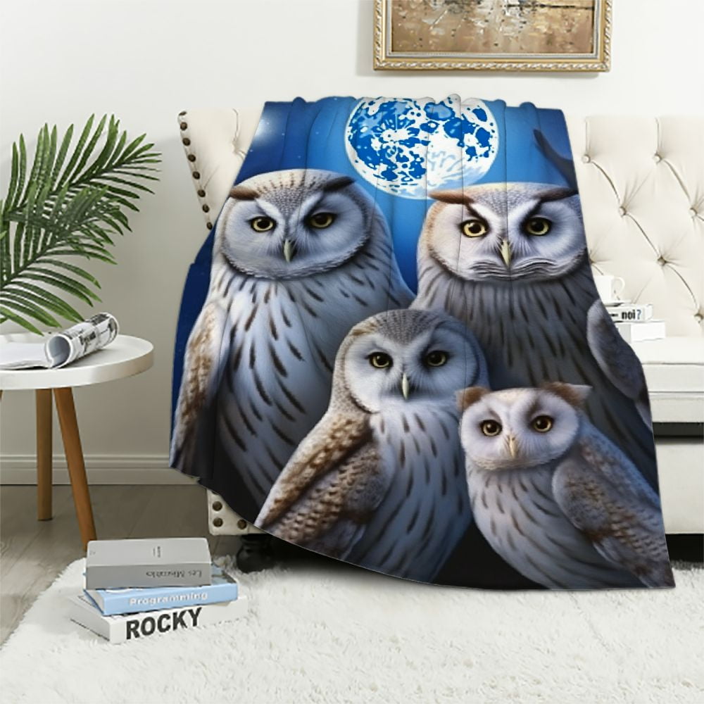 COMIO Owl Cute Throw Blanket Soft Lightweight Warm Flannel Comfort Gift ...