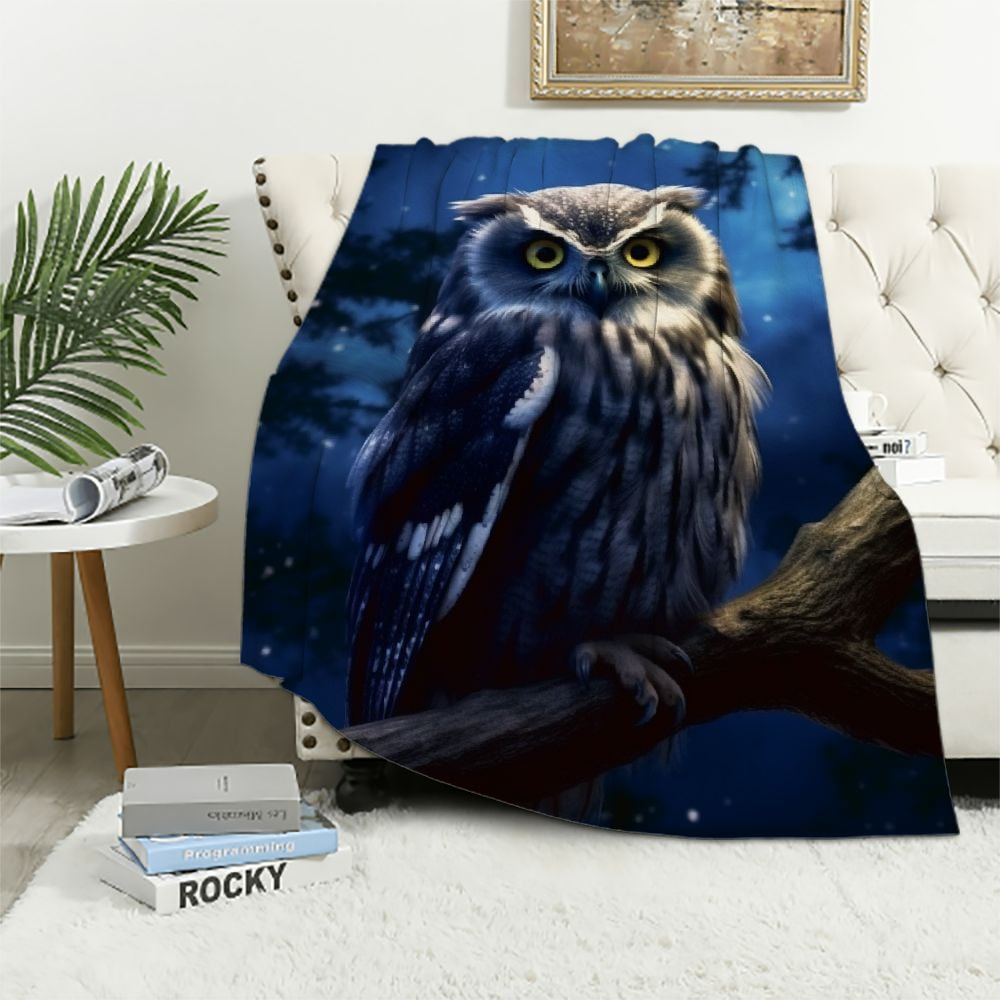 COMIO Owl Throw Blanket Soft Lightweight Warm Flannel Comfort Gift ...