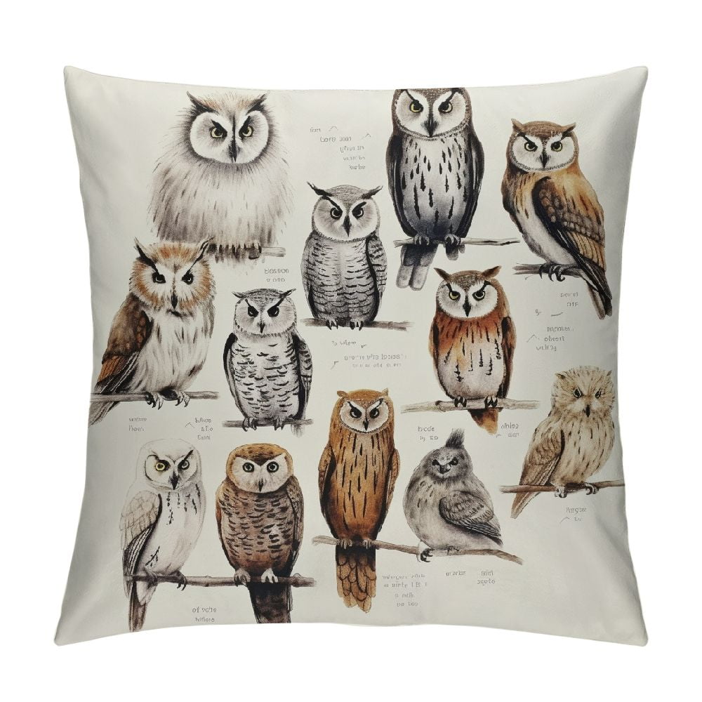 MLJA Owls Poster Throw Pillow Covers Funny Owls Knowledge Educational ...