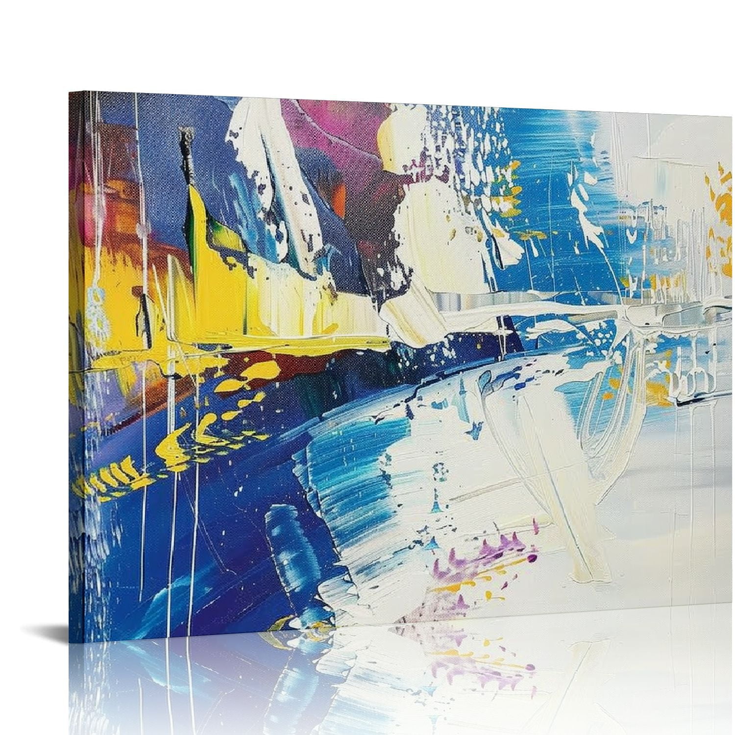 COMIO Painted Cityscape Modern Painting on Reflection Abstract Wall Art ...