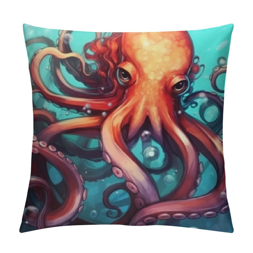 COMIO Painted Octopus Tentacles Printed Throw Pillow Cover, Luxurious ...