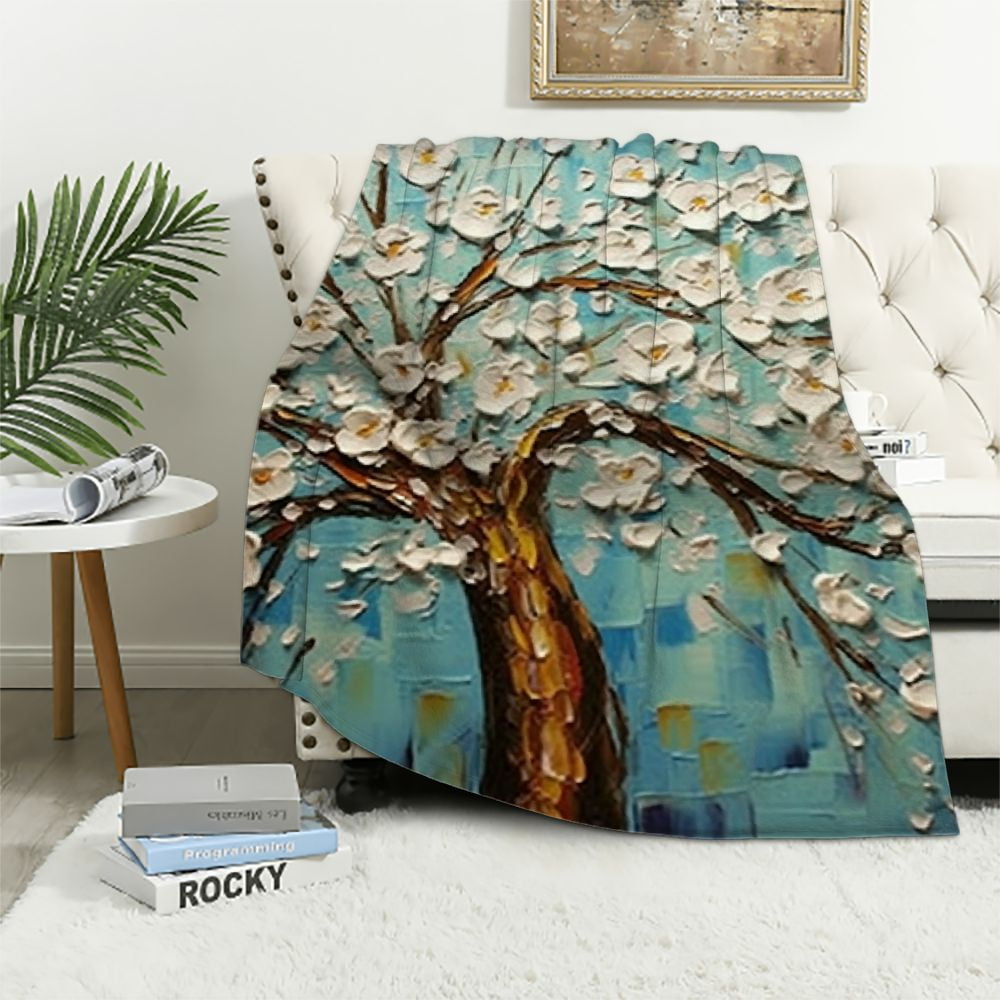 COMIO Painting Tree Flannel Blanket (Universal 1) - Soft and Durable ...