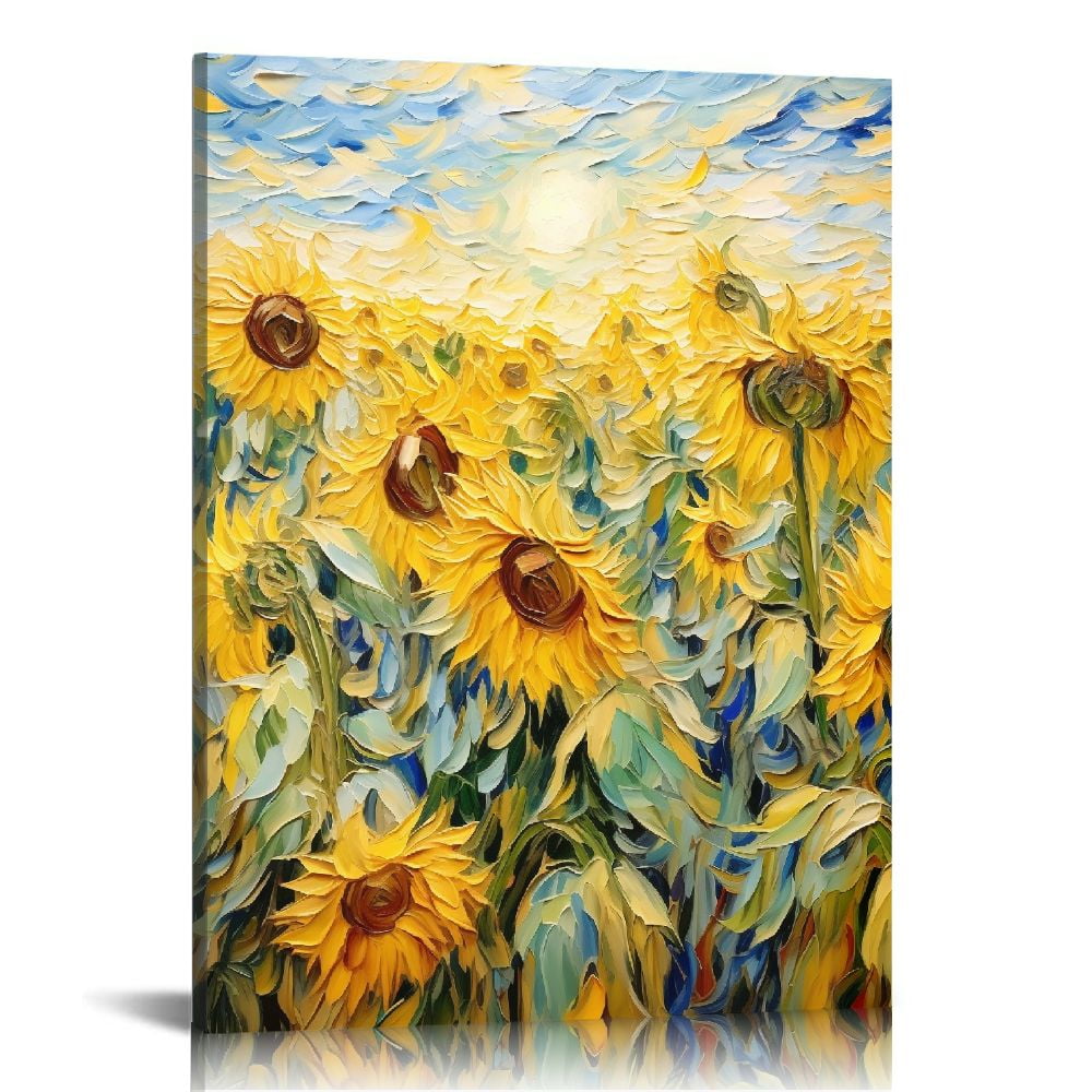 COMIO Paintings - Texture color Wall Art Abstract Sun Flower Views ...
