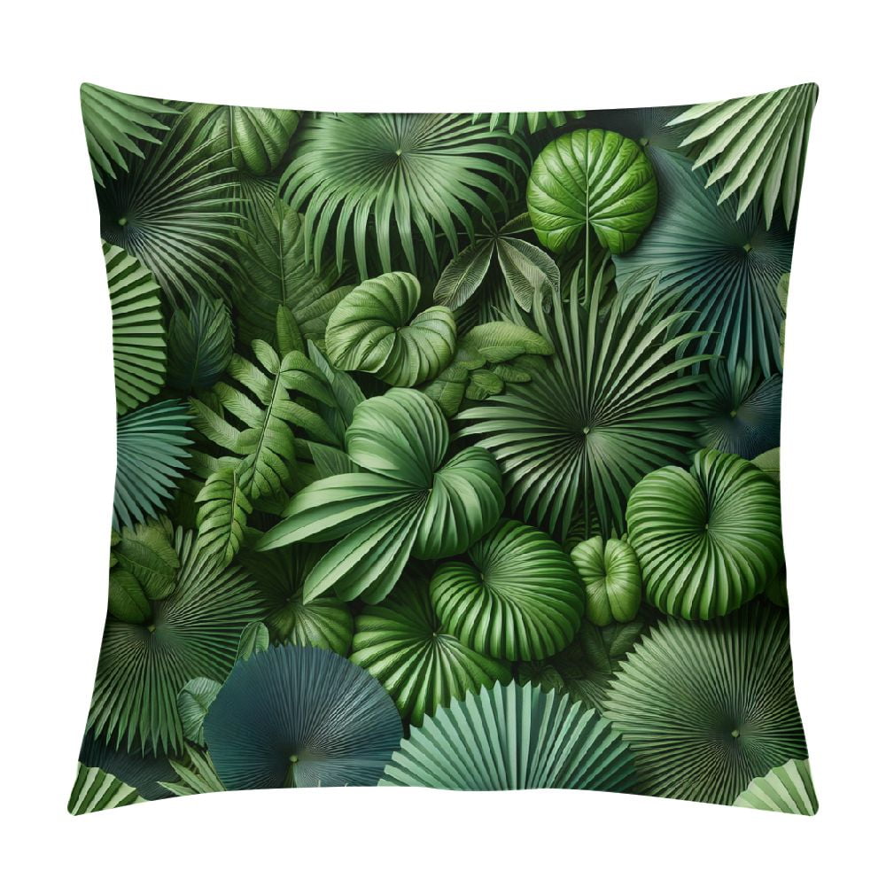 Comio Palm Leaves Throw Pillow Cover Tropical Jungle Leaves Floral