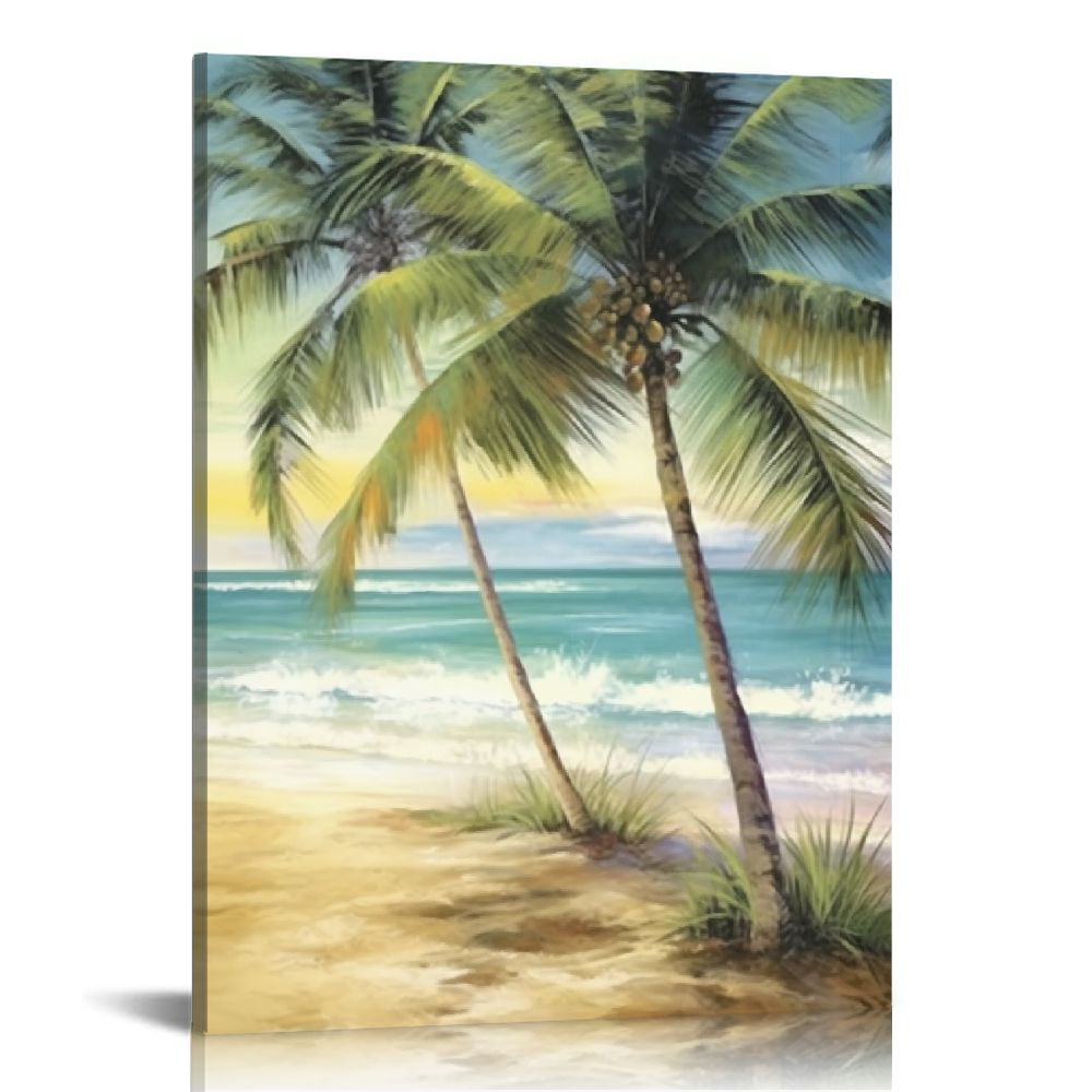 COMIO Palm Trees Canvas Wall Art: Coastal Beach Picture Artwork ...