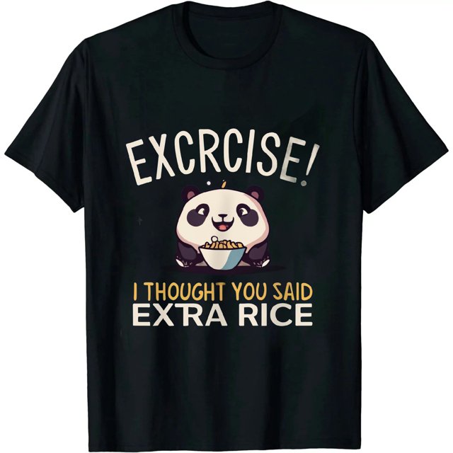 COMIO Panda Exercise I Thought You Said Extra Rice Cute Panda T-Shirt ...