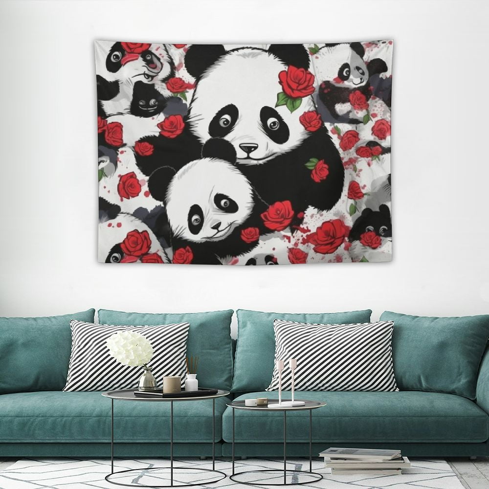 COMIO Panda Tapestry 40x30 Inches Cute Cartoon Animal Decor For Living ...