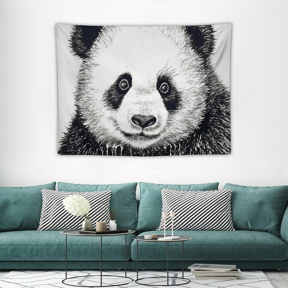 COMIO Panda Tapestry, Panda Bear Illustration Sketch Style Art Nature ...