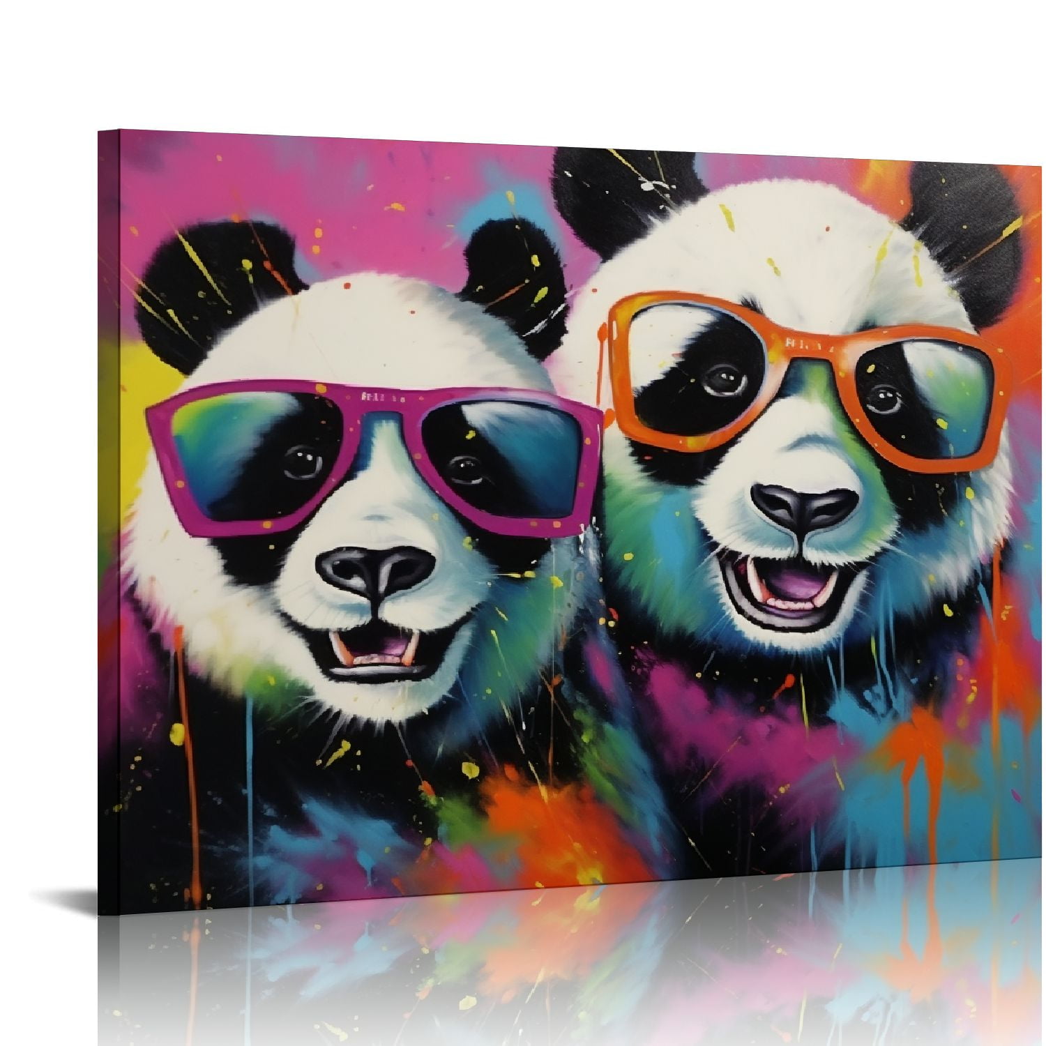 COMIO Panda Wall Art, Cute Pandas Canvas Print Wall Decor,Funny Animal ...