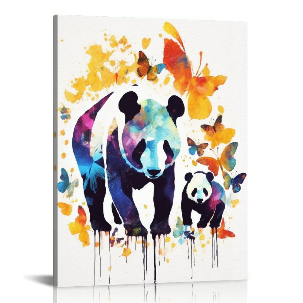 COMIO Panda Watercolor Wall Art Panda Portrait Canvas Painting Prints ...