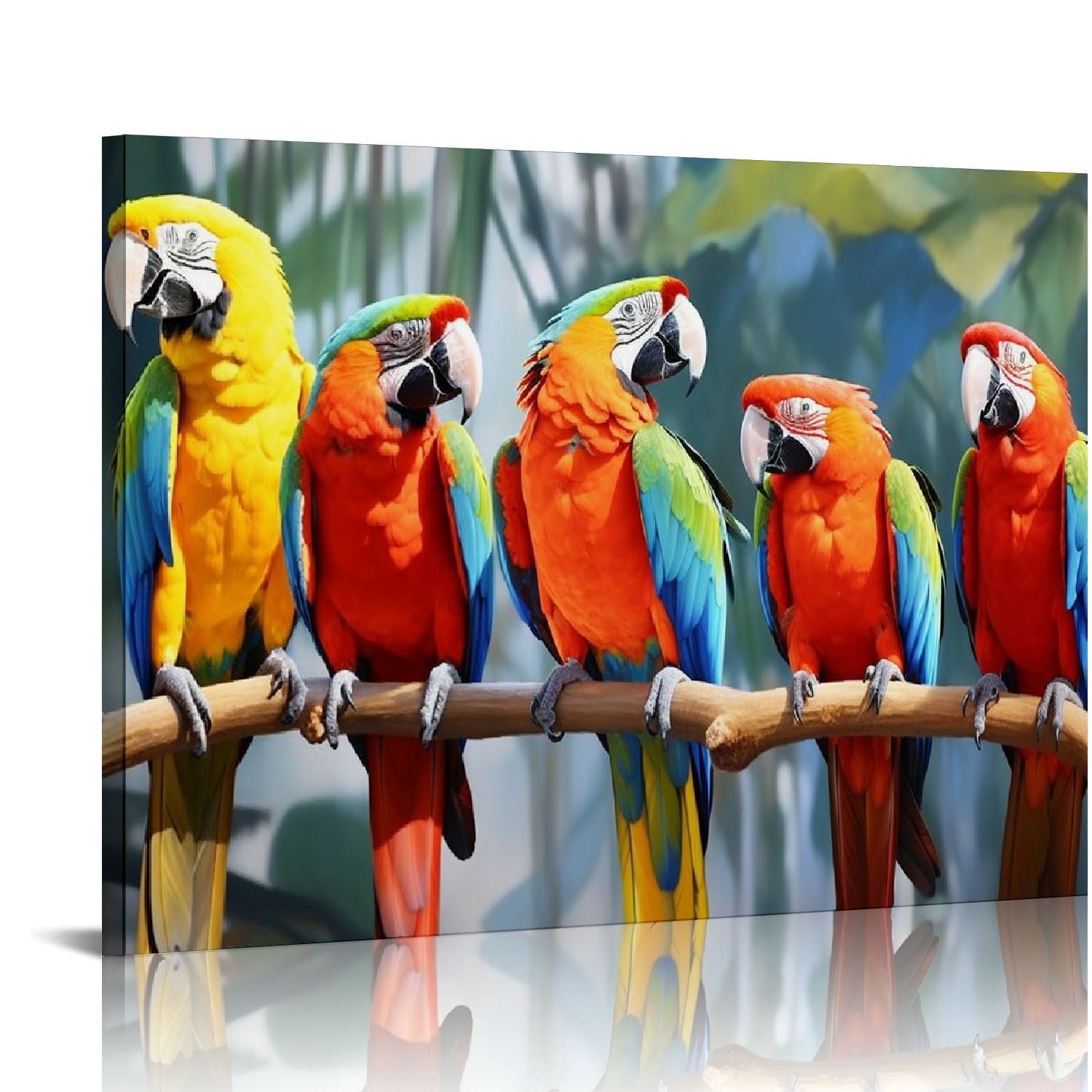 COMIO Parrot Bird Canvas Wall Art Colorful Parrots on Branch Painting ...