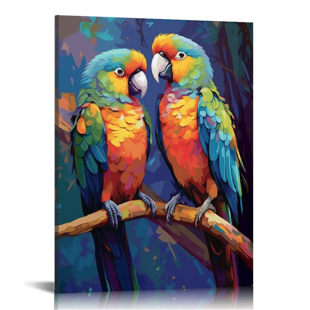 COMIO Parrot Canvas Wall Art Bird Wall Decor | HD Printed & Wooden ...
