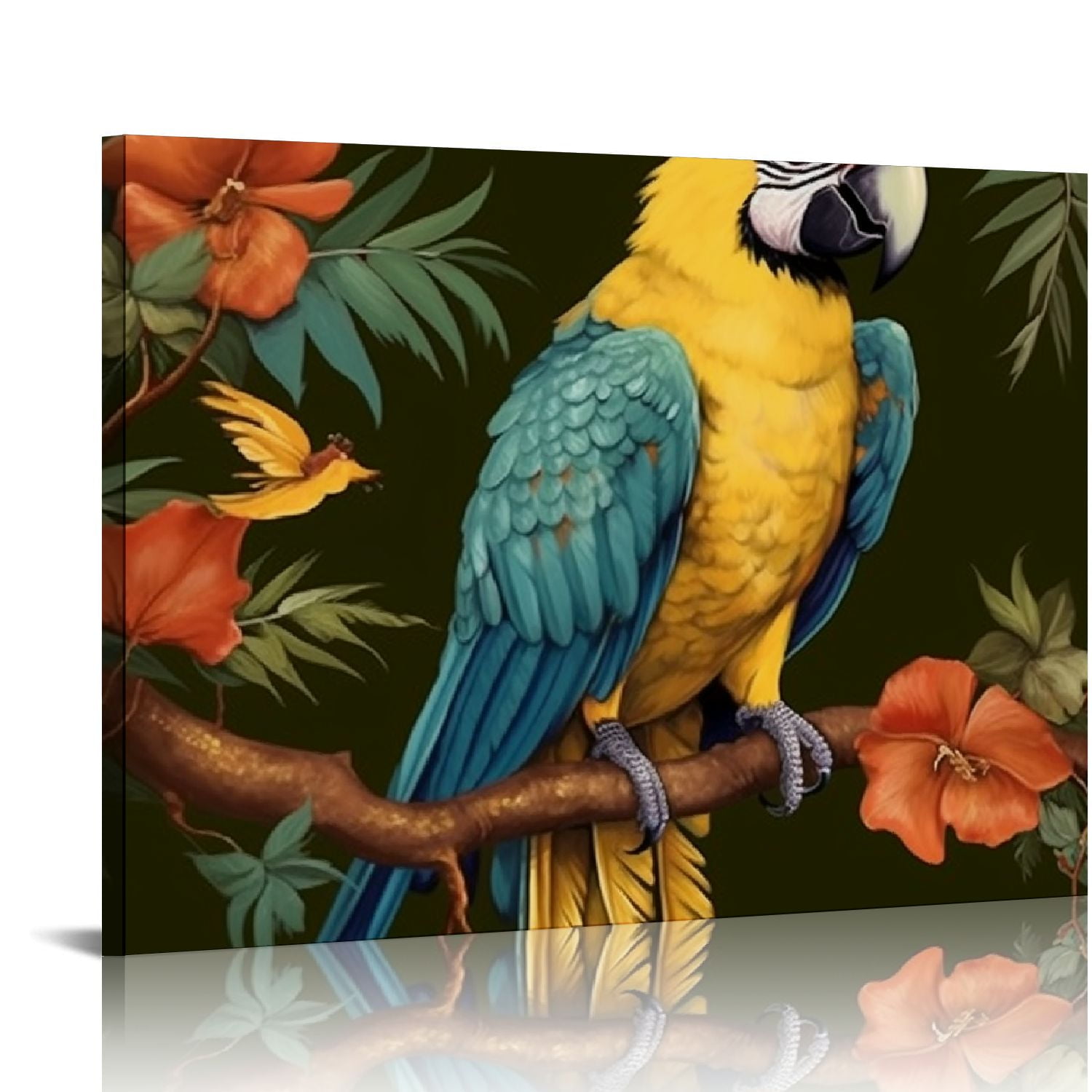 COMIO Parrot Canvas Wall Art Tropical Birds Paintings Green Parrot ...