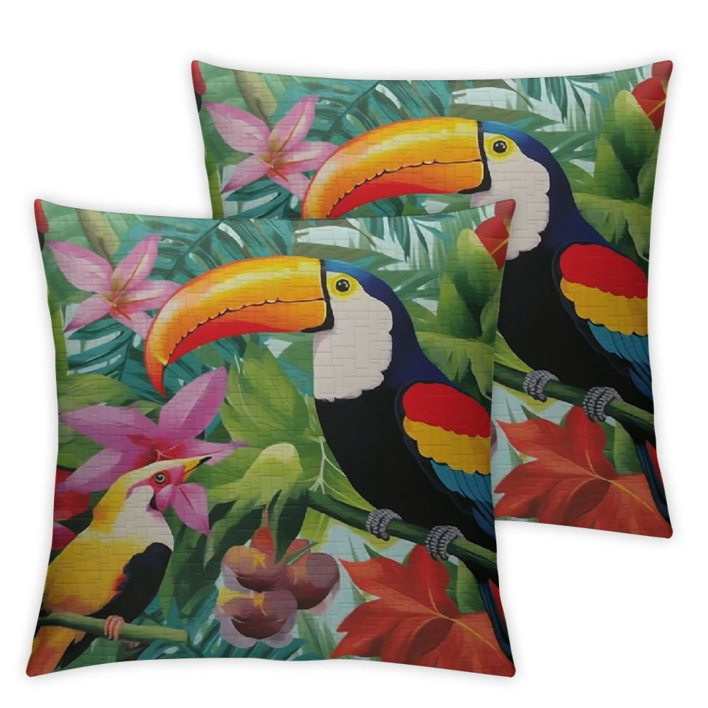 COMIO Parrot Pillow Cover Decorative Tropical Bird Toucan Leaves and ...