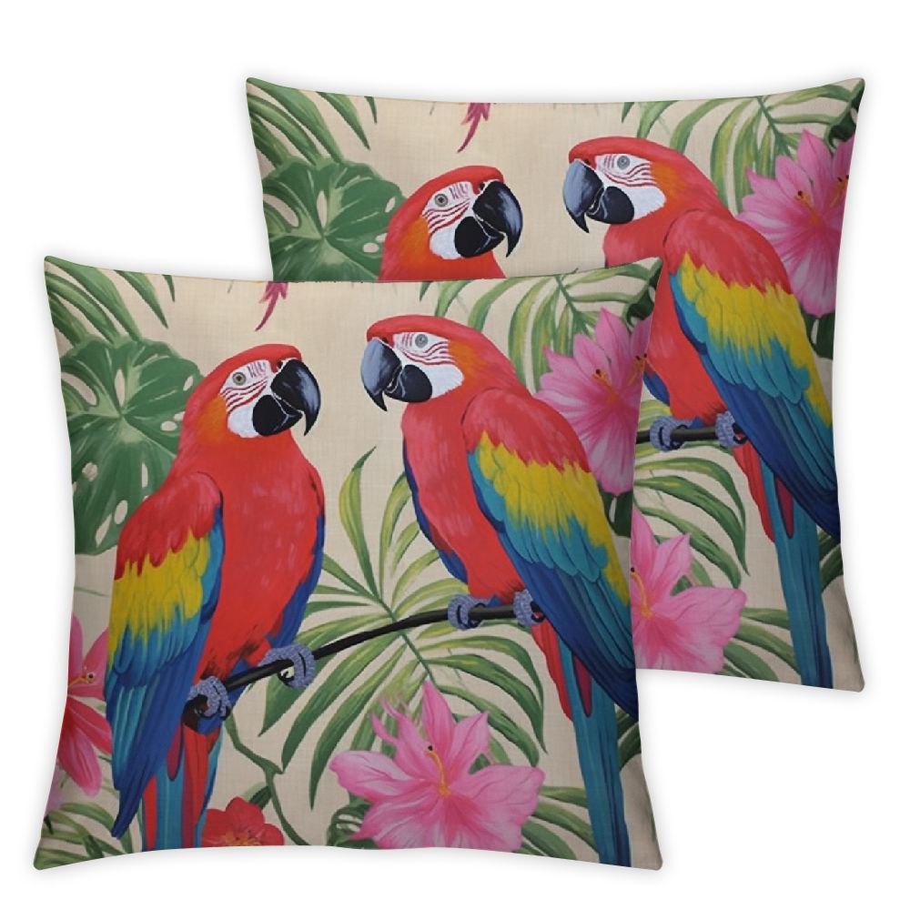 COMIO Parrot Throw Pillow Covers Cute Bird Tropical Exotic Summer Palm ...