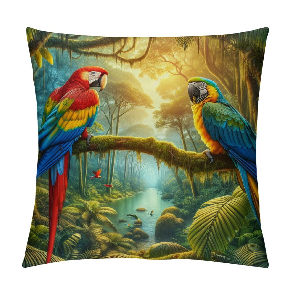 COMIO Parrot Throw Pillow Covers Decorative Square Cushion Case Soft ...