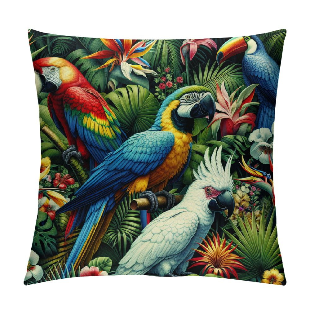 COMIO Parrots Body Pillow Case Cover with Zipper, Watercolored Tropical ...