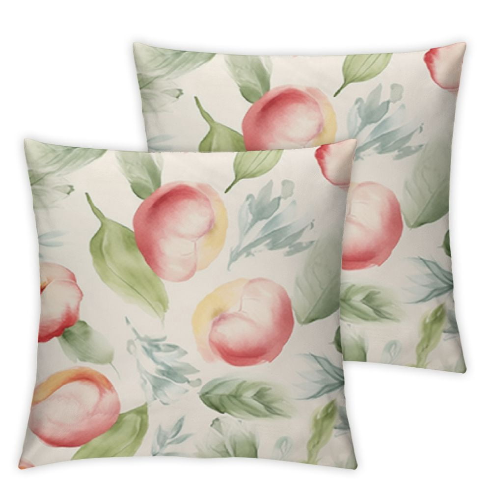COMIO Peach Fruit Throw Pillow Covers Pink Peach Summer Decorative ...