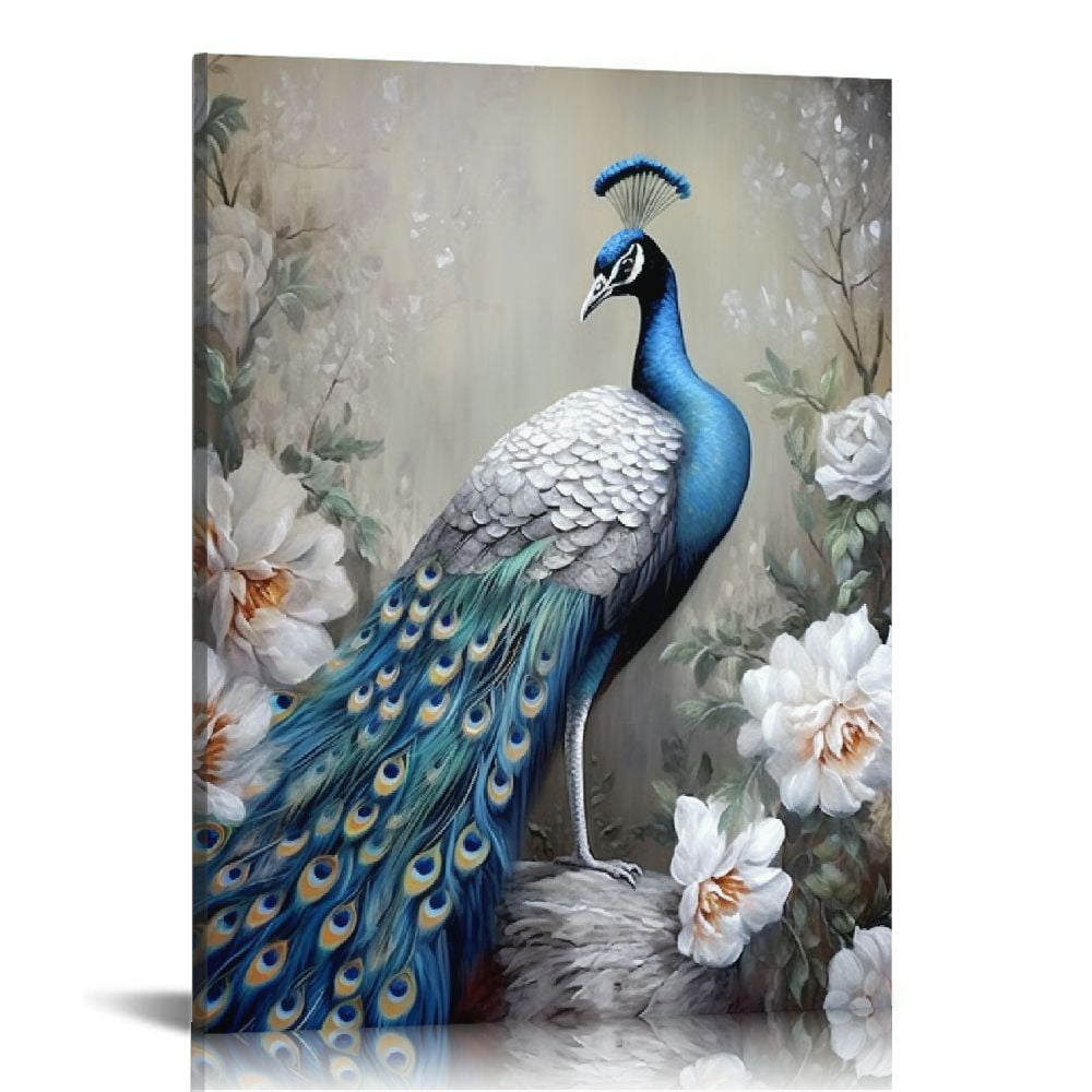 COMIO Peacock Decor Wall Art Peacock Pictures Bathroom Decor Peacock ...