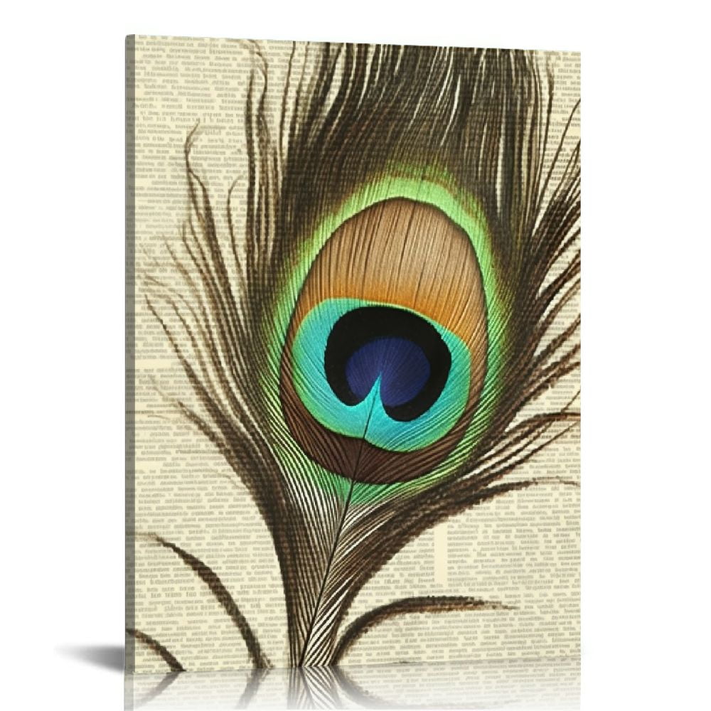 COMIO Peacock Feather Canvas Wall Art - Feather Pictures on Vintage ...