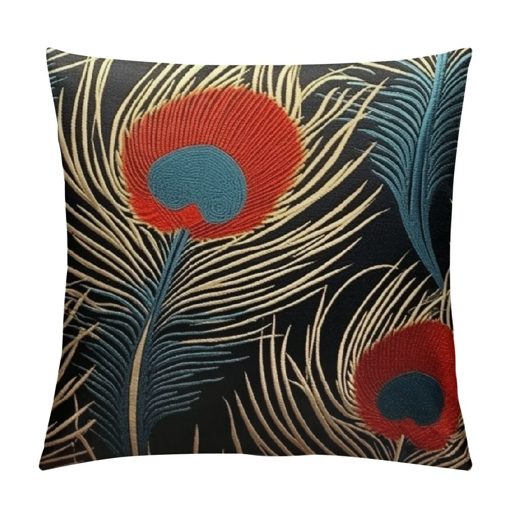 COMIO Peacock Feather Decorative Throw Pillow Case Laquard Cushion ...