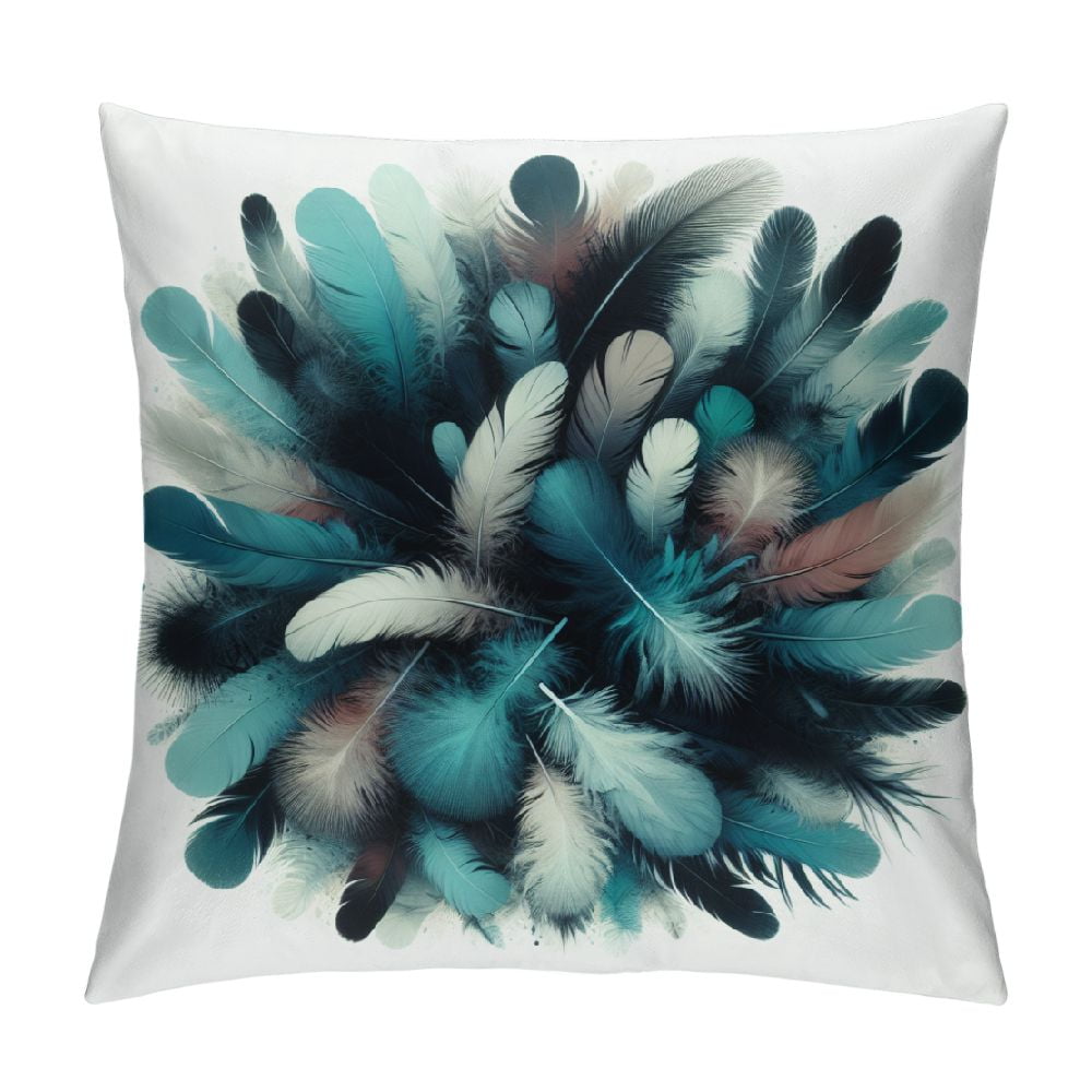 QZHH Peacock Feather Throws Pillows Covers for Couch, Abstract Peacock ...