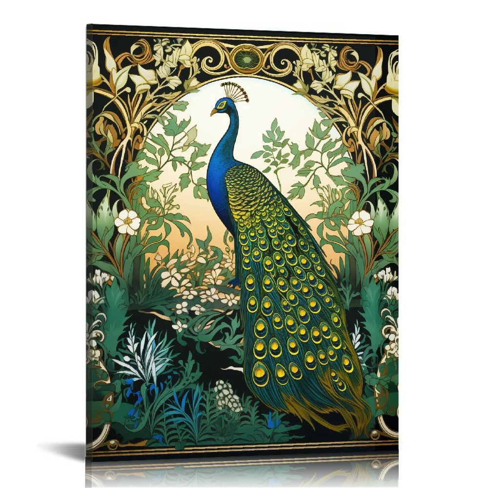 COMIO Peacock Wall Art, Peacock Abstract Wall Art for Living Room Home ...
