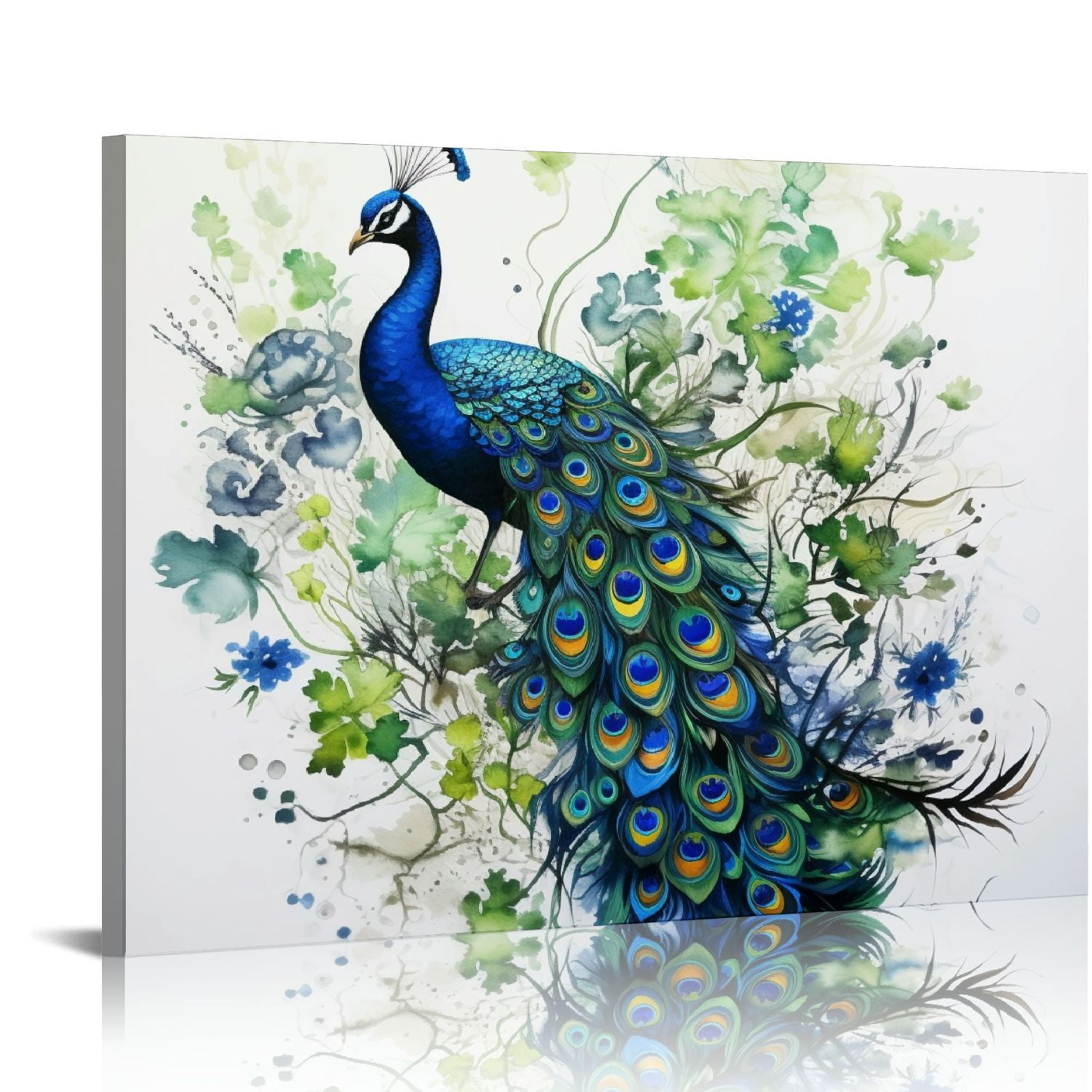 COMIO Peacock Wall Art Watercolor Peacock Pictures Wall Decor Aesthetic ...