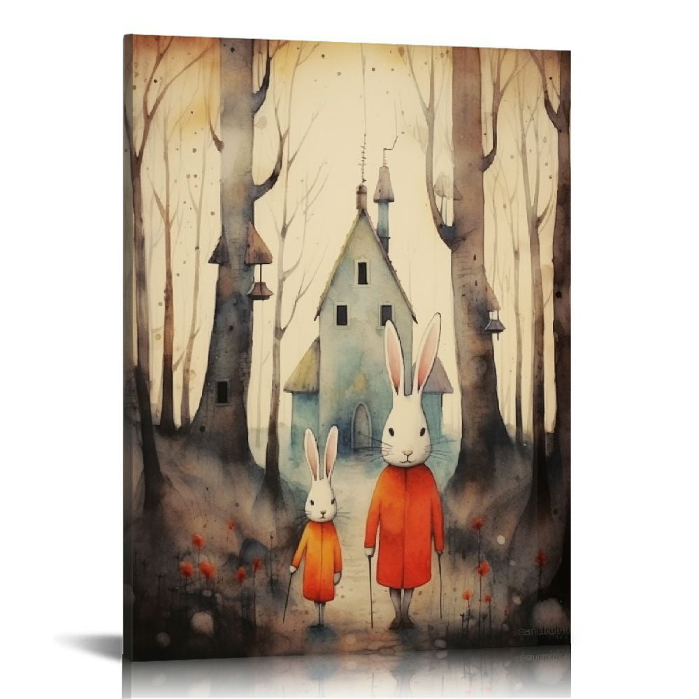 COMIO Peculiar rabbit Canvas Wall Art Animal Painting Prints on Canvas ...