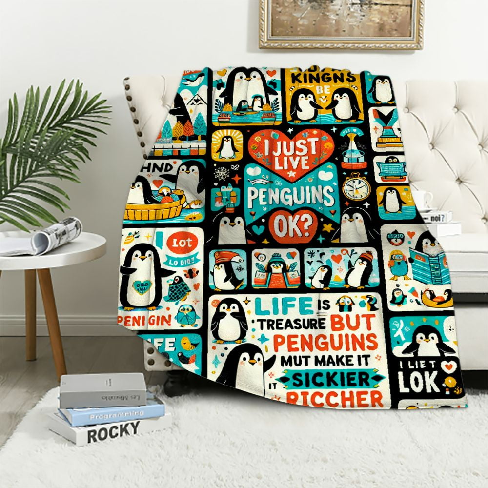 YANMS Penguin Blanket, Cute Penguin Gifts for Women, Birthday to ...