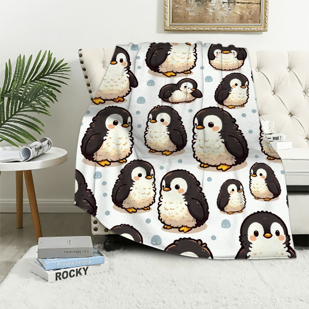 QZHH Penguin Throw Blanket, Antarctic Animal Blanket Cartoon Penguin ...