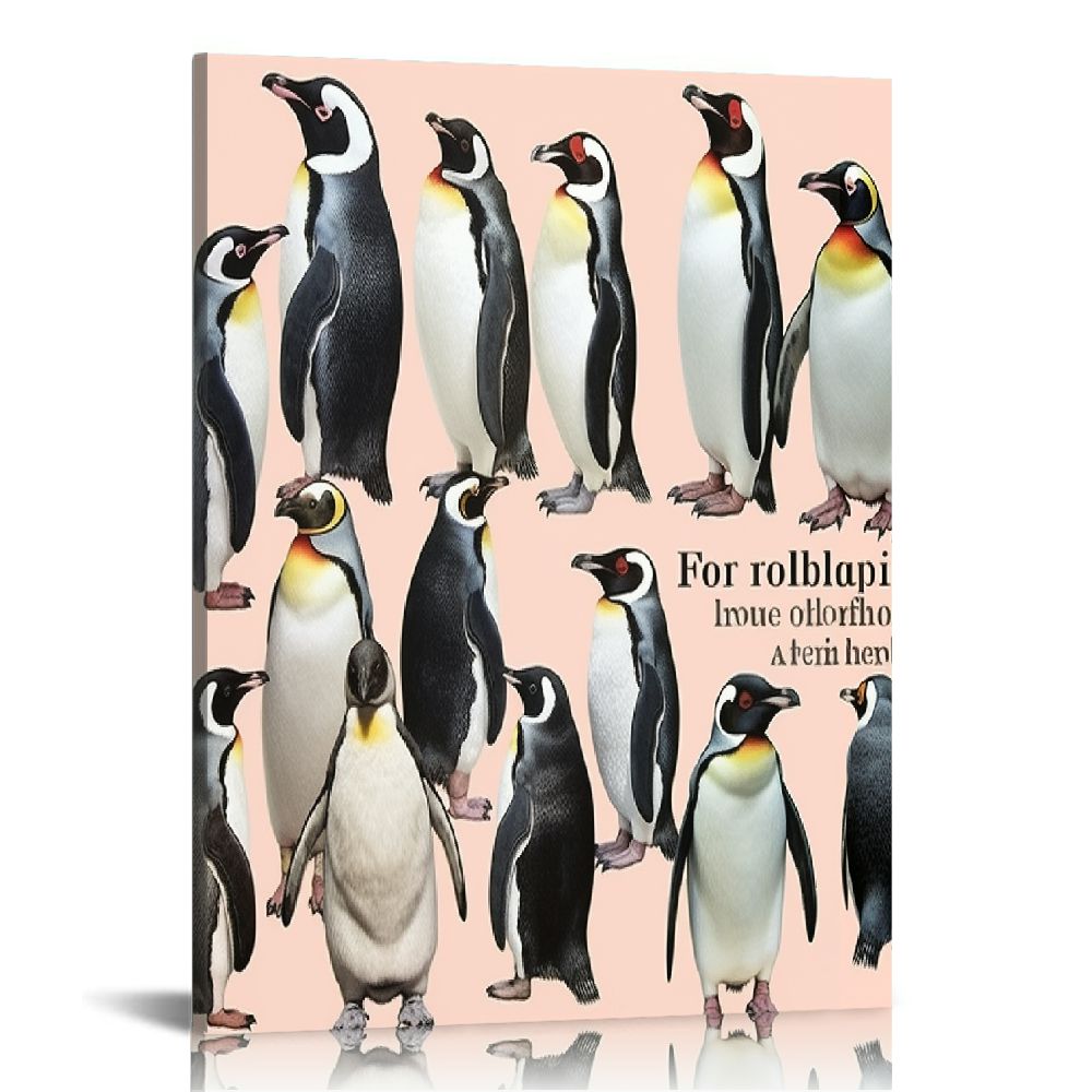 COMIO Penguin Wall Art Framed Artwork Canvas Animals Pictures Knowledge ...