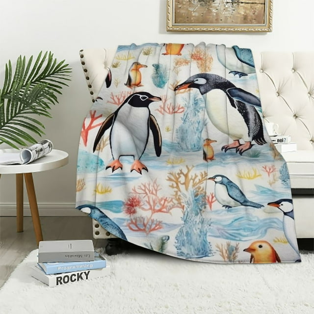 COMIO Penguins Blanket Gift for Girls Boys, Jellyfish Throw Blanket ...