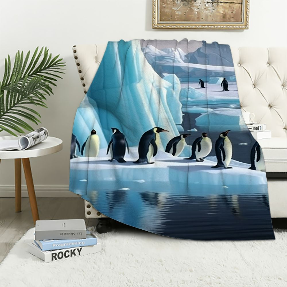 COMIO Penguins On The Iceberg Ultra-Soft Micro Flannel Throw Blankets ...