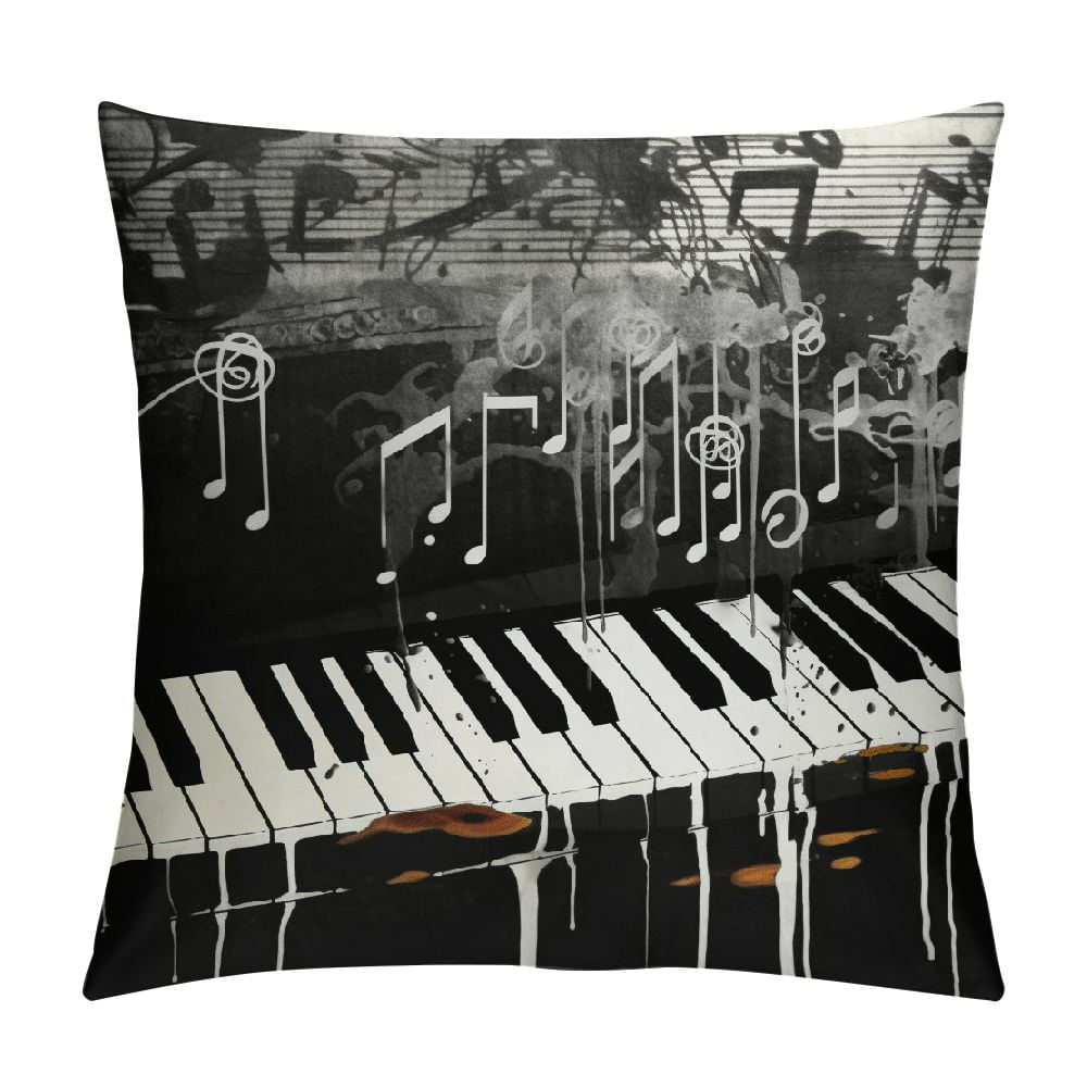 COMIO Piano Keyboard Pillow Cover Musical Instrument Music Notes Decor ...