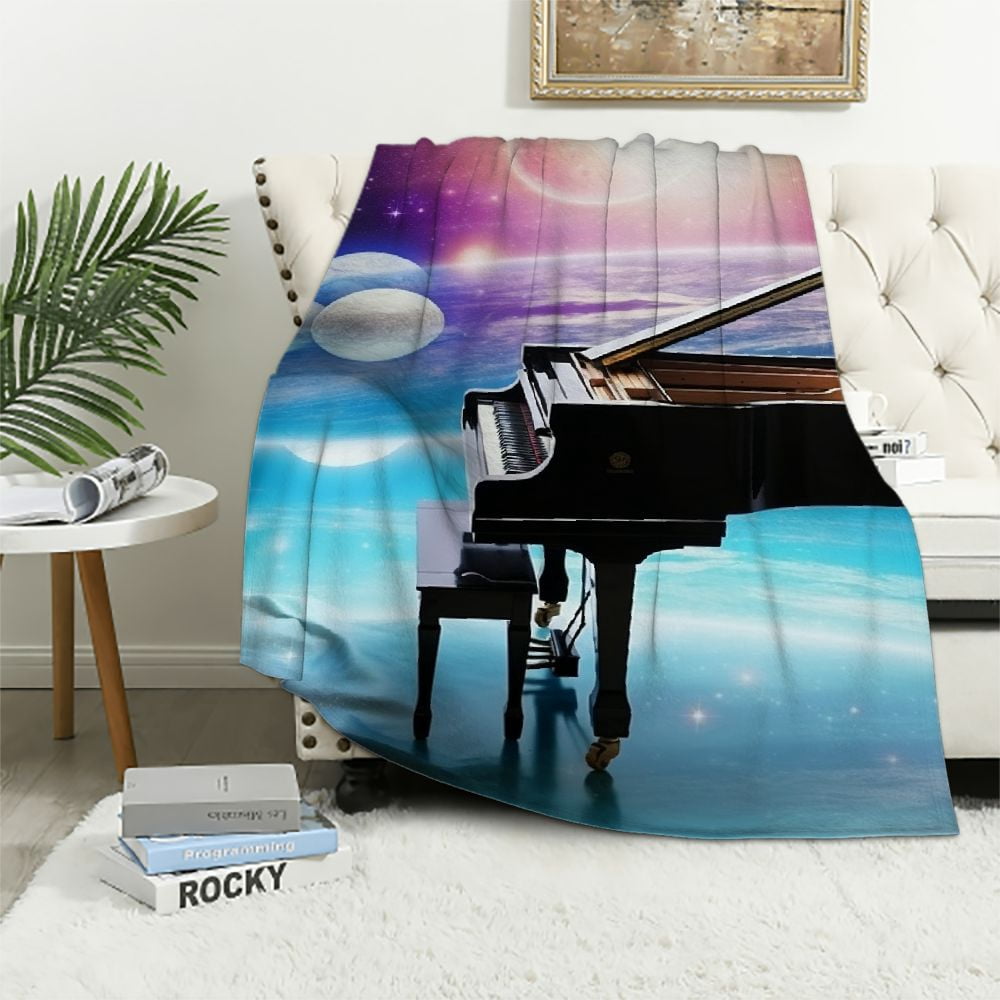 COMIO Piano Sherpa Blanket Galaxy Blanket for Kids Boys Girls Planets ...