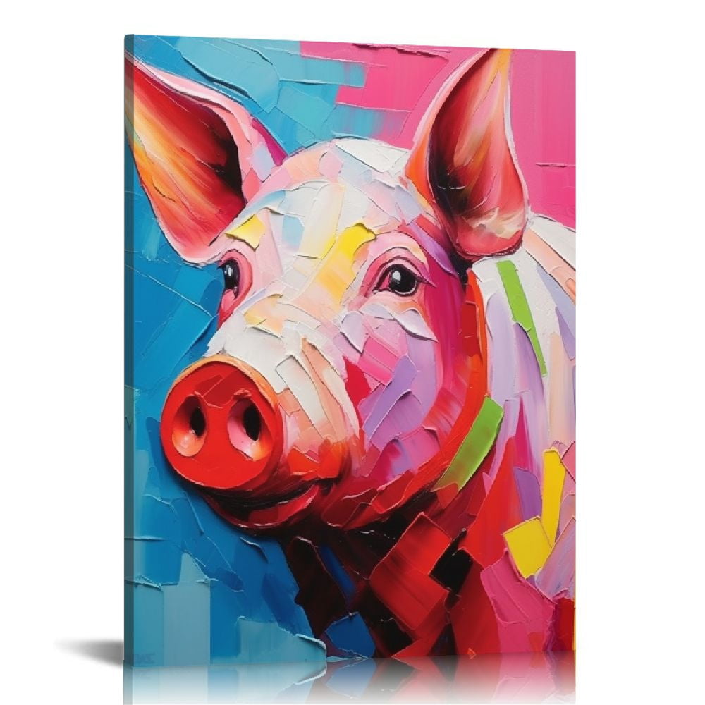 COMIO Pig 3 Canvas Art - Home Decor Wall Art Print Poster Painting ...