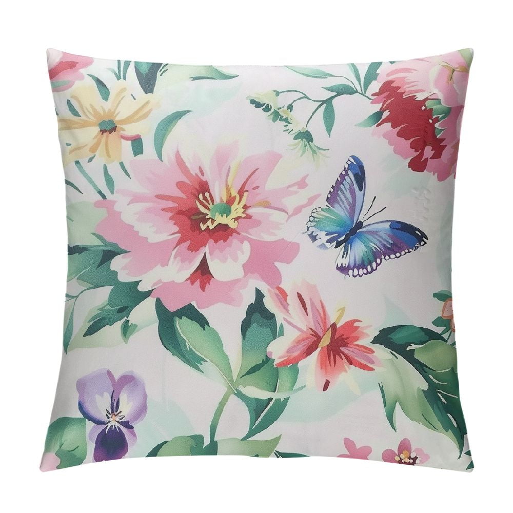 COMIO Pillow Cases, Pink Botanical Floral Flowers Green Tree Leaves ...