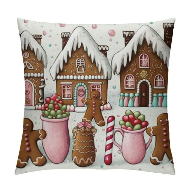COMIO Pillow Cover Gingerbread Man, Gingerbread Man Christmas Pillows ...