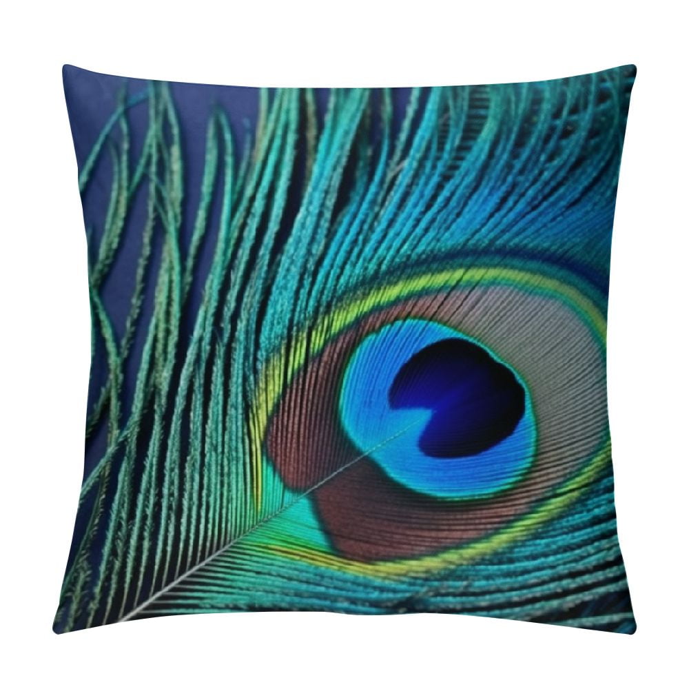 COMIO Pillow Cover Peacock Feather Texture,Cushion Throw Pillow Covers ...