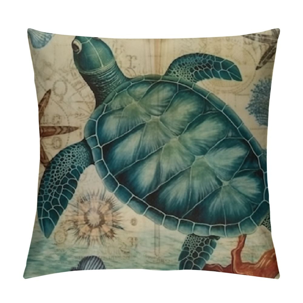 COMIO Pillow Cover Sea Turtle Square Throw Pillow Case Cushion Cover ...
