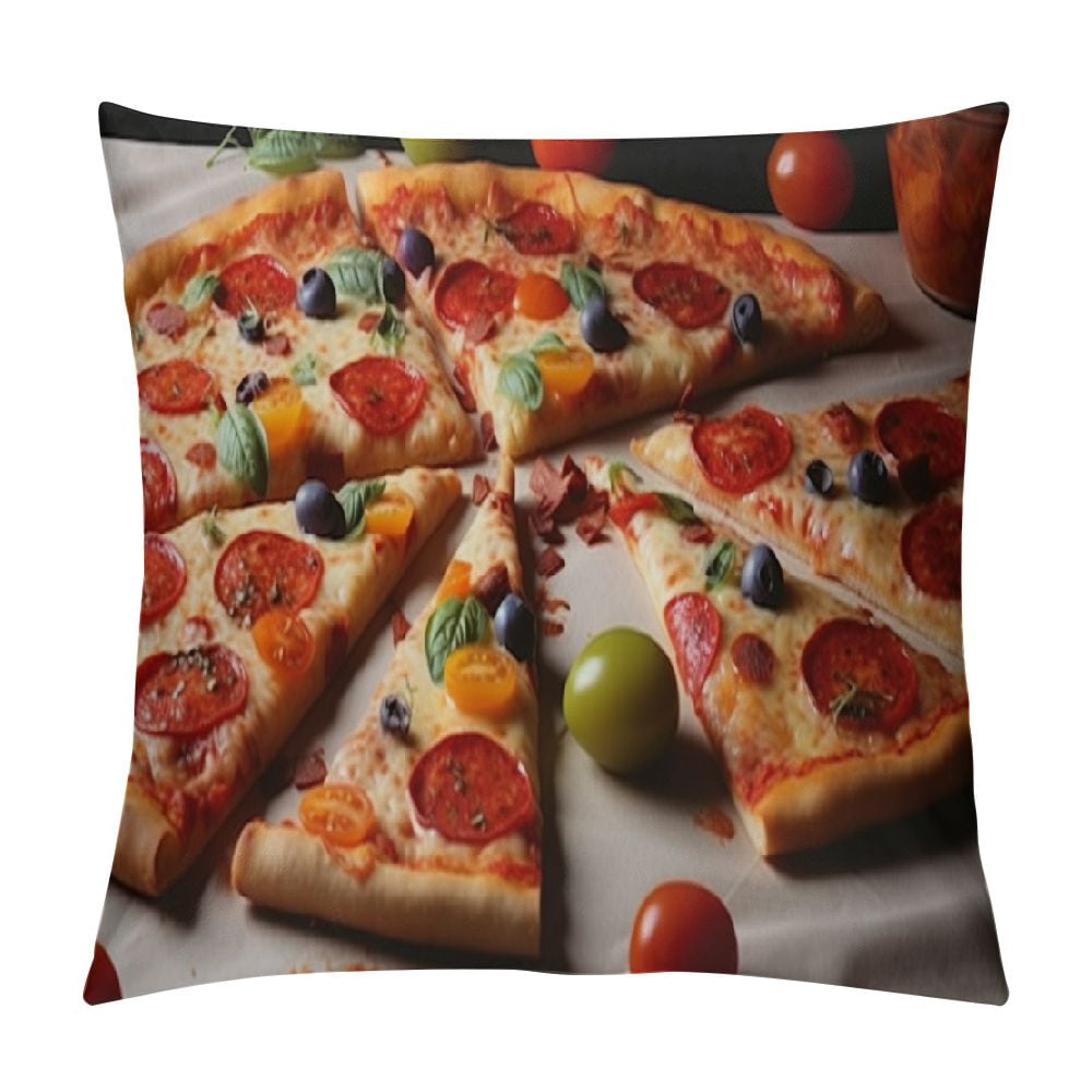 COMIO Pillow Cover Slice Pizza Modern Sofa Throw Pillow Cover Italian ...