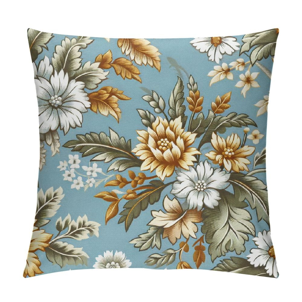 COMIO Pillow Cover Spring Summer Blue White Floral Throw Pillow Covers ...