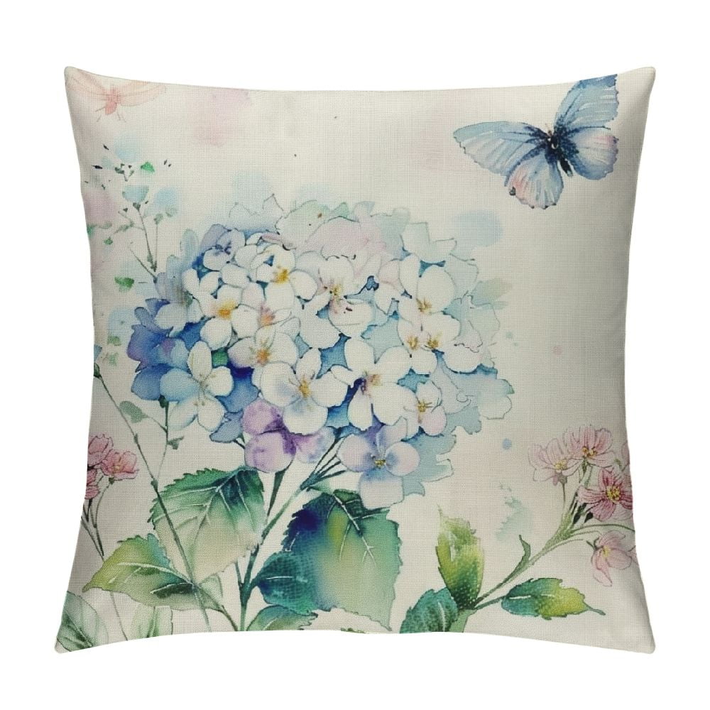 YANMS Pillow Covers Blue Hydrangea Flowers Home Spring Pillows ...