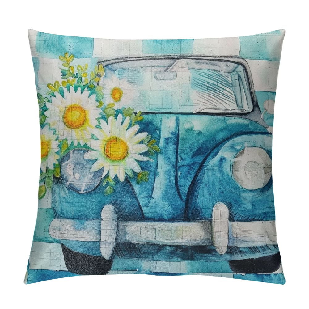 YANMS Pillow Covers Buffalo Plaid Daisy Truck Sunshine Pillows ...