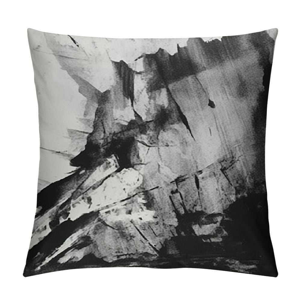 COMIO Pillow Covers Decorative Square Black White Painted Dirty Texture ...